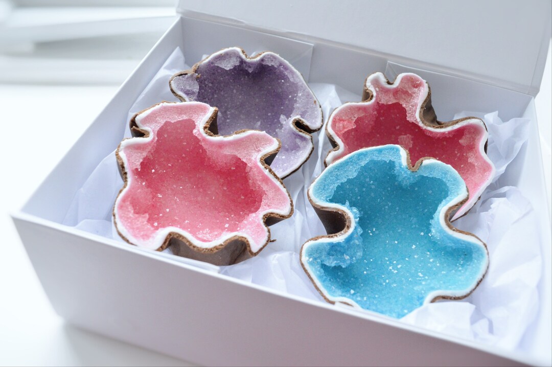 4 Large Edible Sugar & Chocolate Crystal Candy Rocks Geodes - Etsy