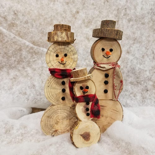 Wooden Snowmen Snowman Figurine Primitive Snowman - Etsy