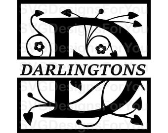 Split letter d svg | Etsy