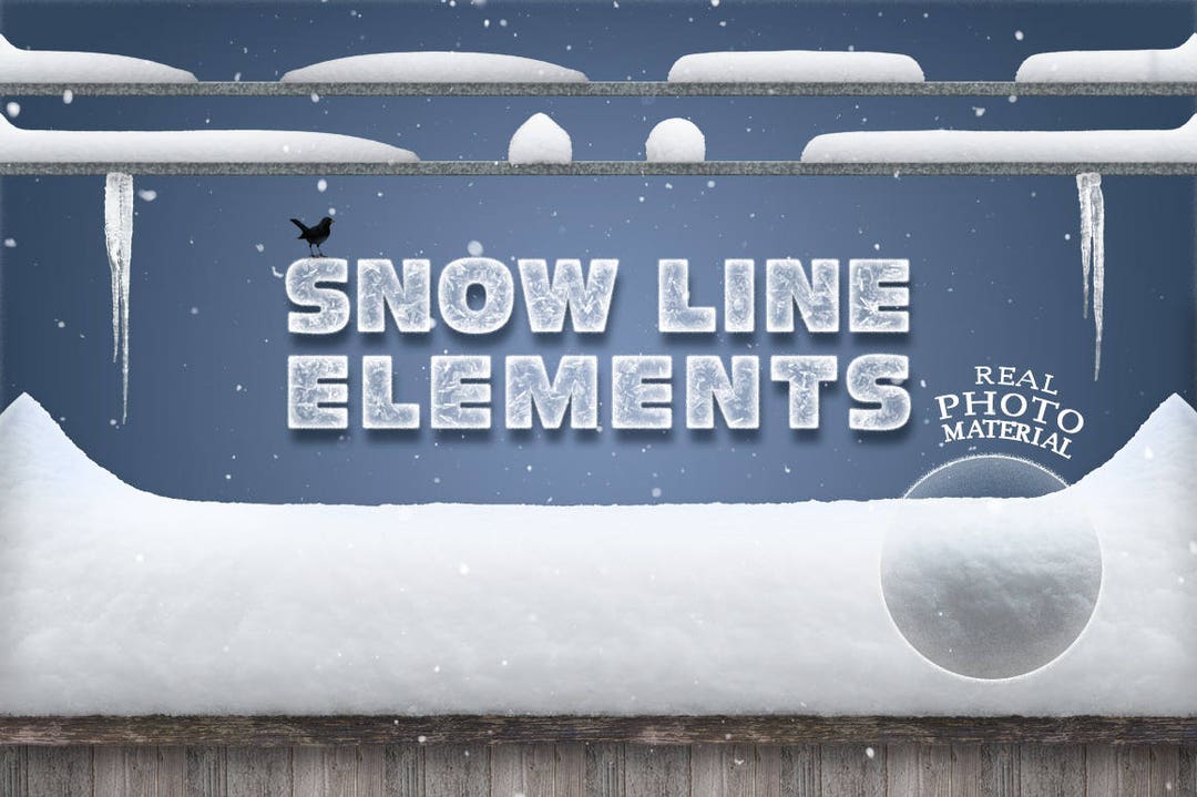 Snow Line Elements Cut Out High Resolution Objects on Transparent ...