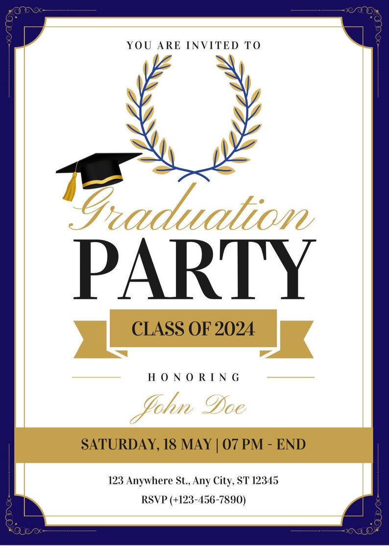 Graduation Party Invitation, Graduation Invitation Template, High ...