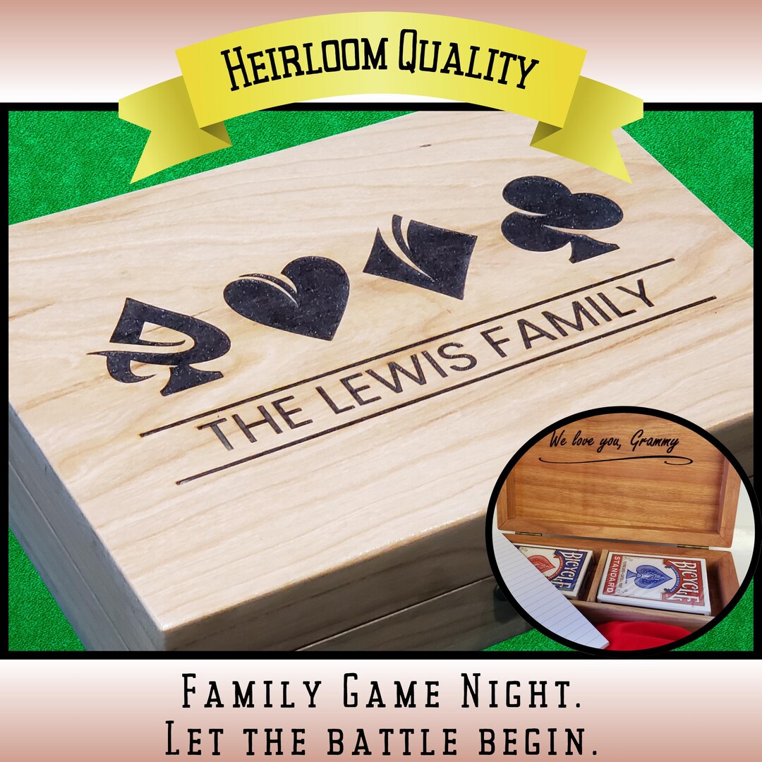 Custom Family Game Night Custom Wooden Box Card Dice Storage Family ...