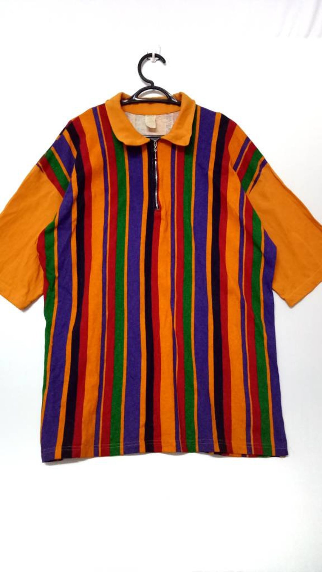 Vintage Full Colour Block Stripe Design Half Zipper Tee Made in USA - Etsy