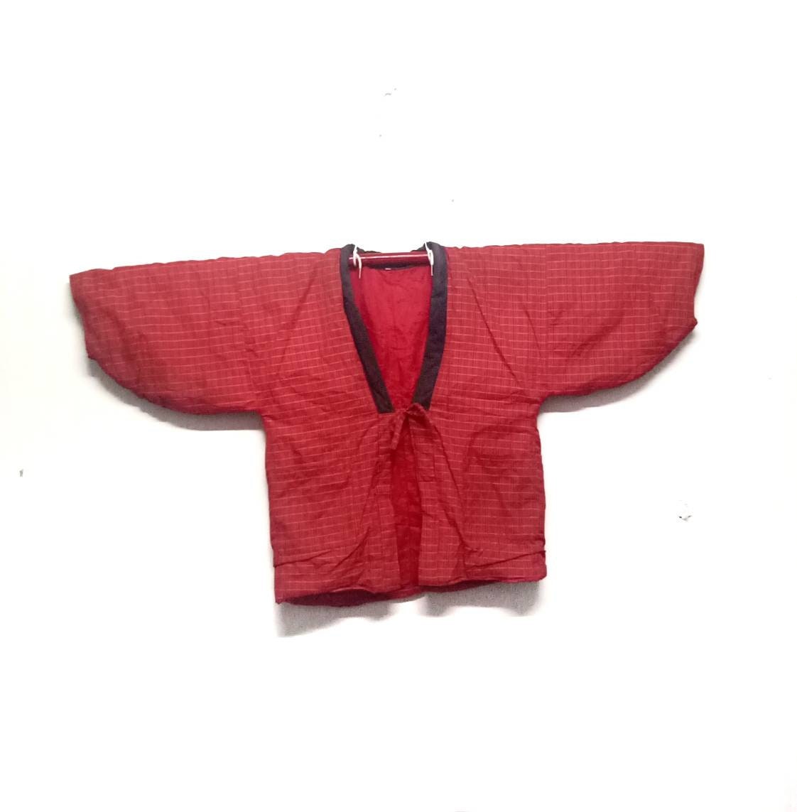 Vintage Japanese Hanten Hapi Jacket Kimono Stripes Pattern Size M Fit L ...