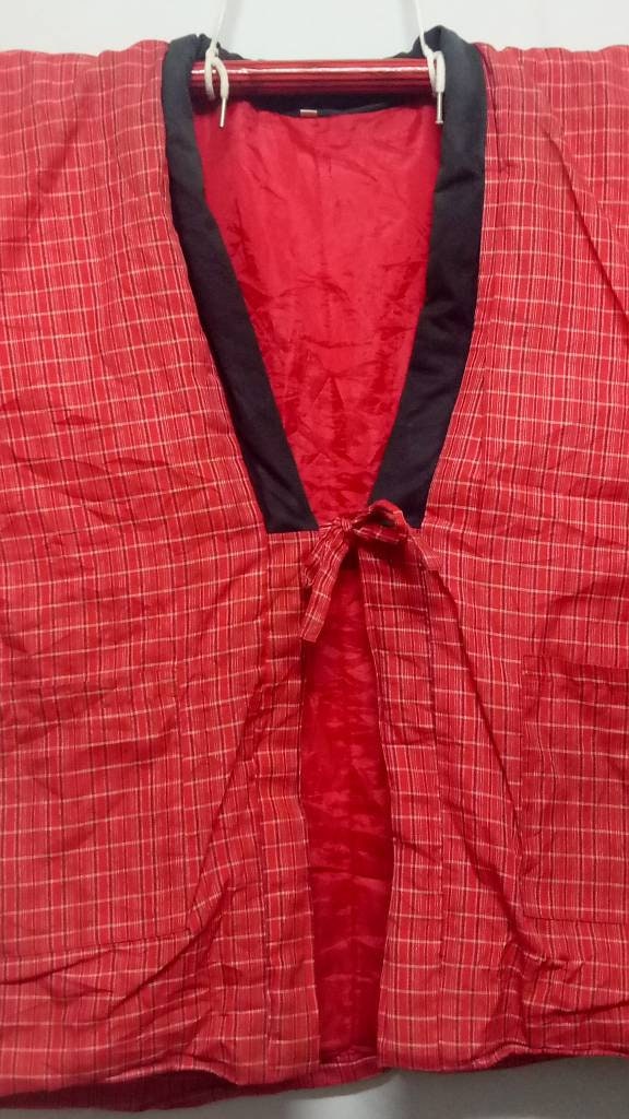 Vintage Japanese Hanten Hapi Jacket Kimono Stripes Pattern Size M Fit L ...