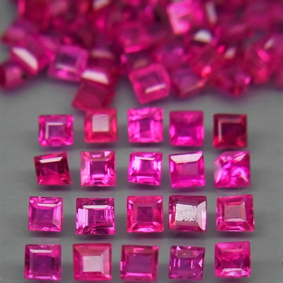 80 pcs. Top red pink natural Ruby gemstones, from Myanmar no glass ...