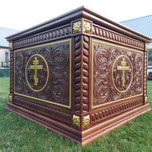 Christian Holy Altar Table With Gilded Orthodox Crosses. Worldwide ...