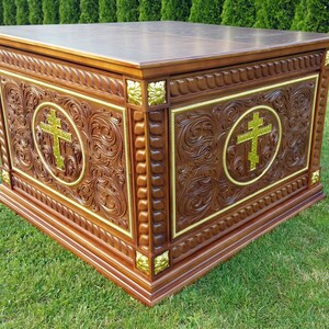 Christian Holy Altar Table With Gilded Orthodox Crosses. Worldwide ...