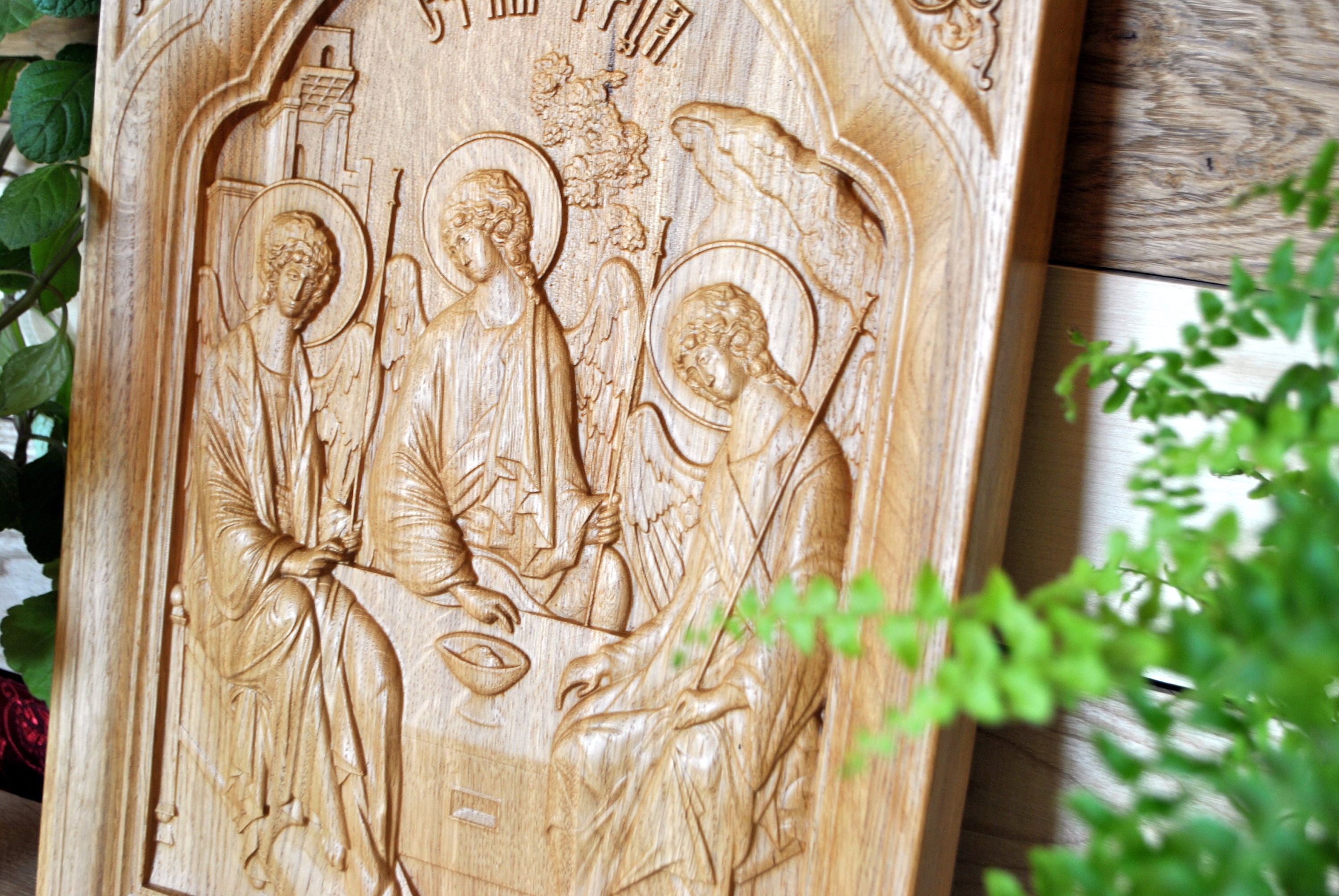 Holy Trinity Orthodox Wooden Carved Icon 20 Cm Wide and 25 Cm - Etsy