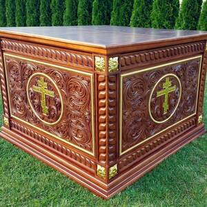 Christian Holy Altar Table With Gilded Orthodox Crosses. Worldwide ...