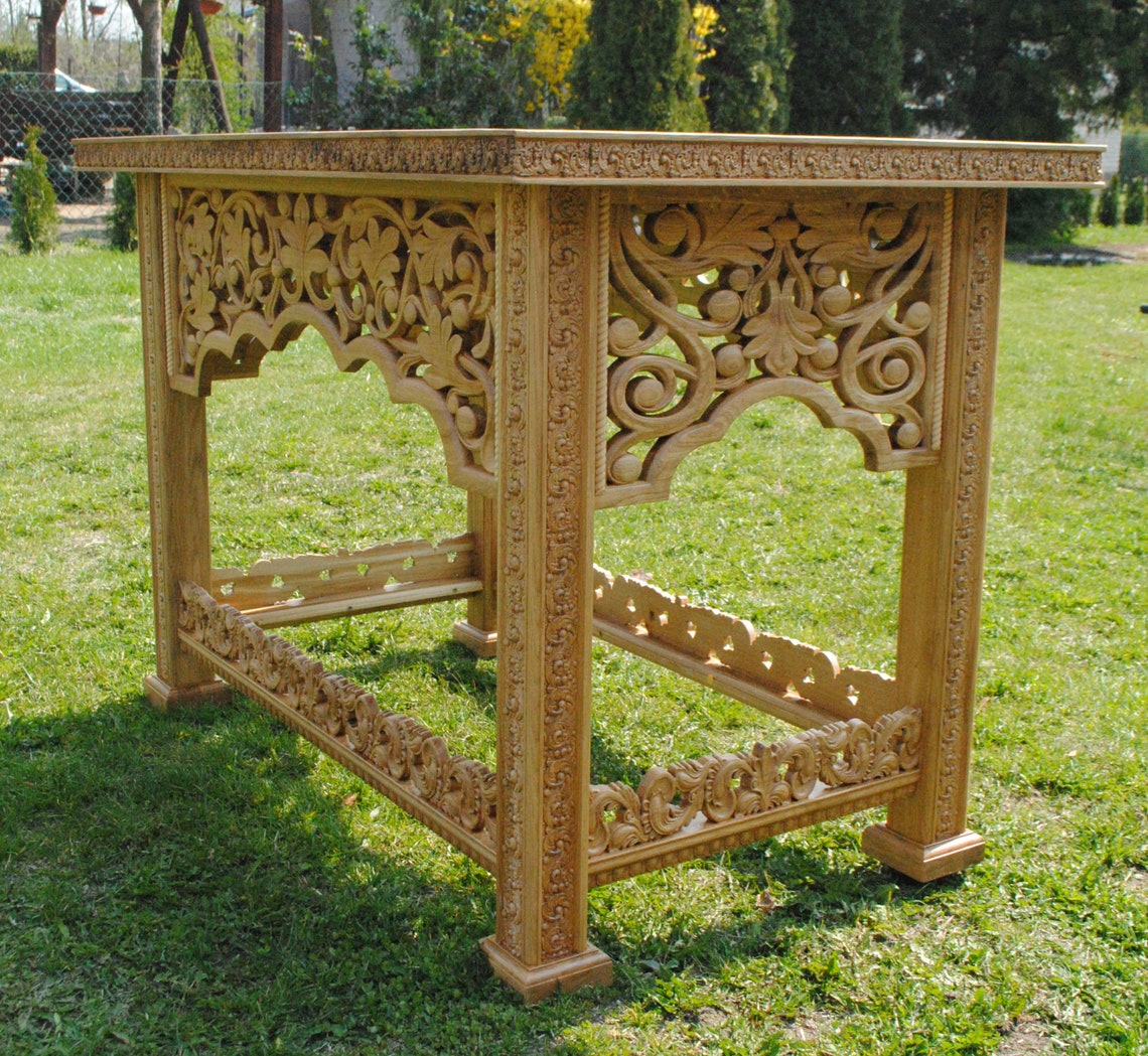 Wood Carved Ceremonial Table for the Shroud of Christ. - Etsy