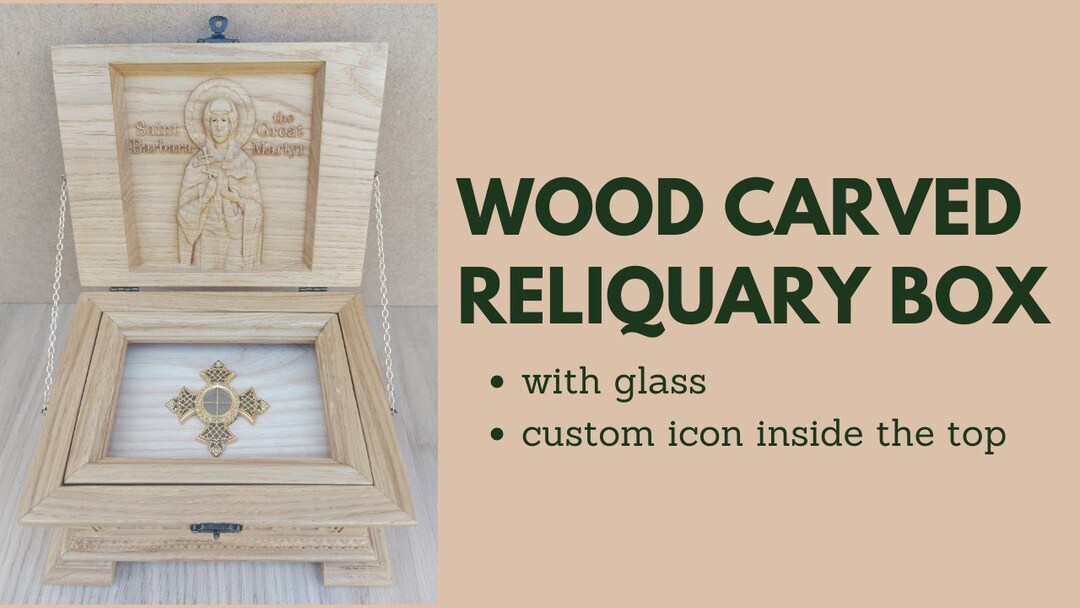 Wood Carved Reliquary Box With the Icon of St. Barbara Small Box for 1 ...