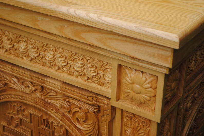 Orthodox Altar Table Carved Wood With Cross - DIY or Assembled Kit - Etsy