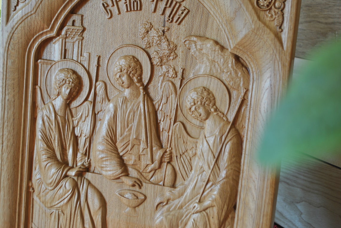 Holy Trinity Orthodox Wooden Carved Icon | Etsy