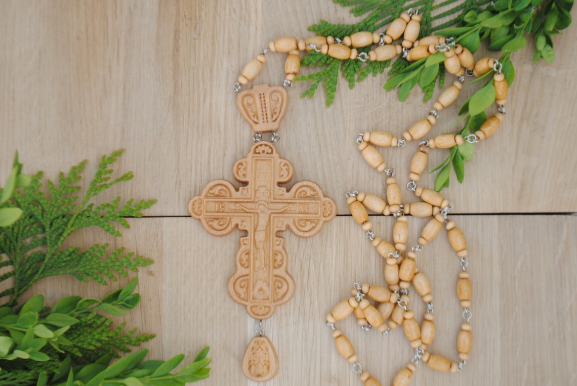 Carved Pectoral Cross Orthodox Wooden Pendant for Priest Bishop Cross ...