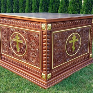 Christian Holy Altar Table With Gilded Orthodox Crosses. Worldwide ...