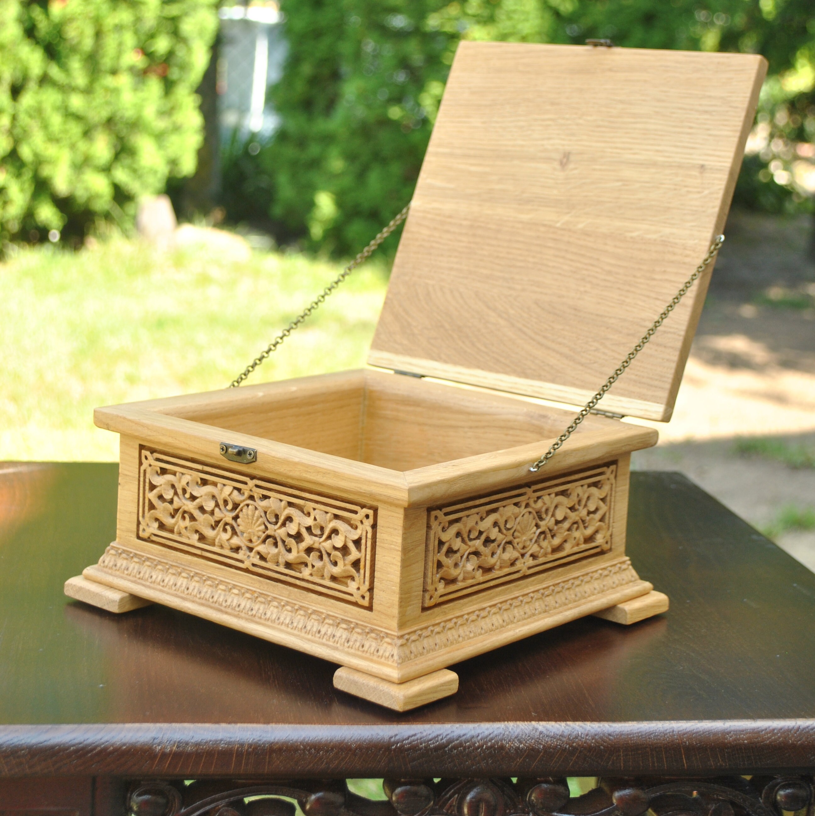 Large Wood carved Box with Christian Cross Decorative box | Etsy