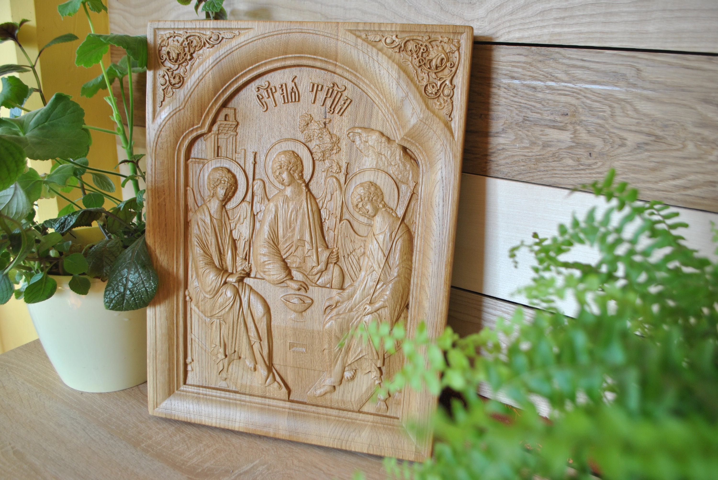 Holy Trinity Orthodox Wooden Carved Icon - Etsy