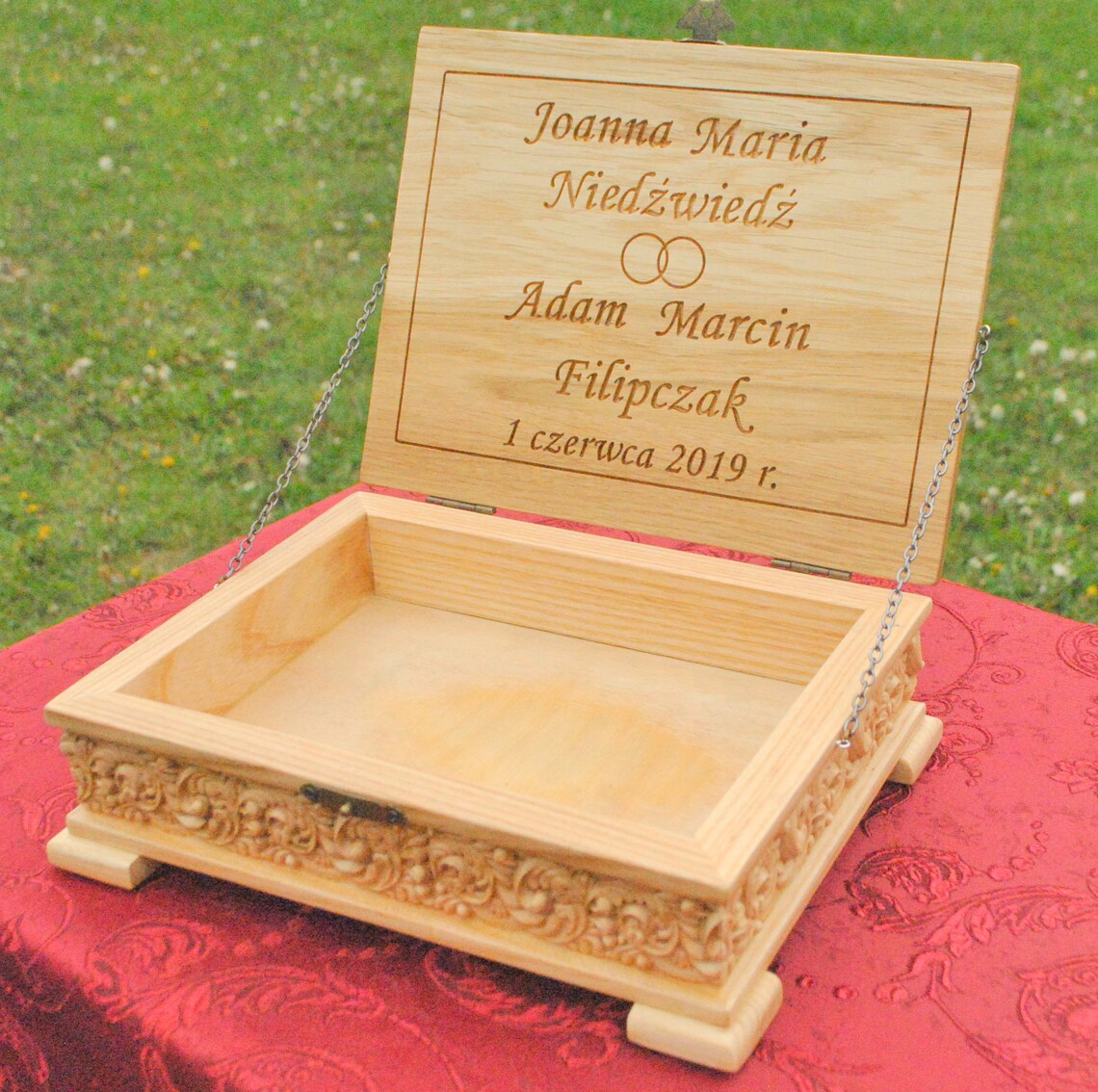 Wooden Carved Personalized Wedding Box | Etsy