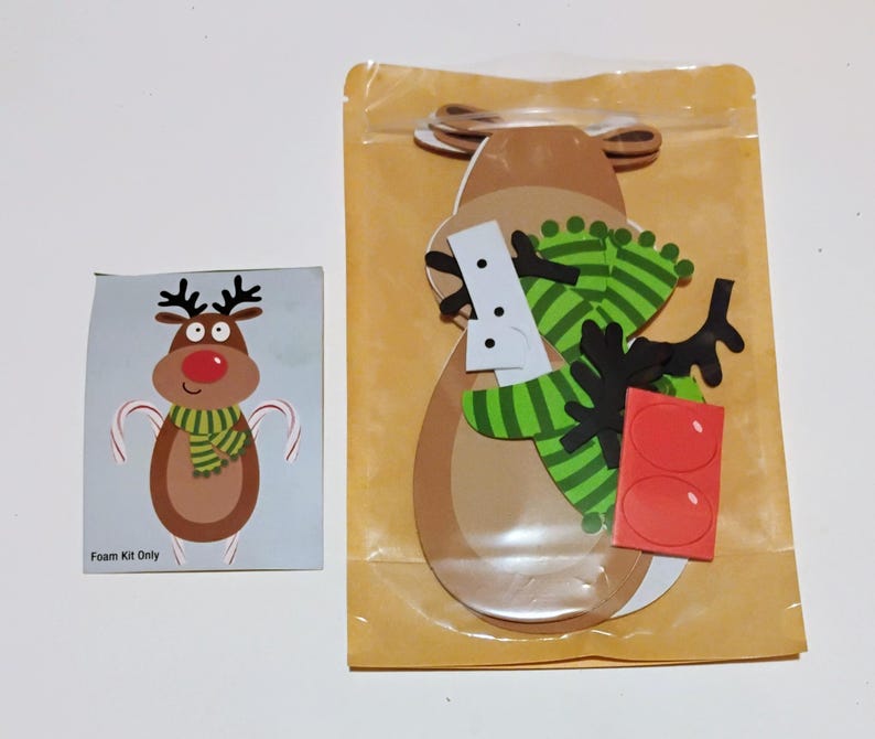 DIY Large "red-nosed Rudolph Reindeer" Foam Ornament Art Kit (includes ...