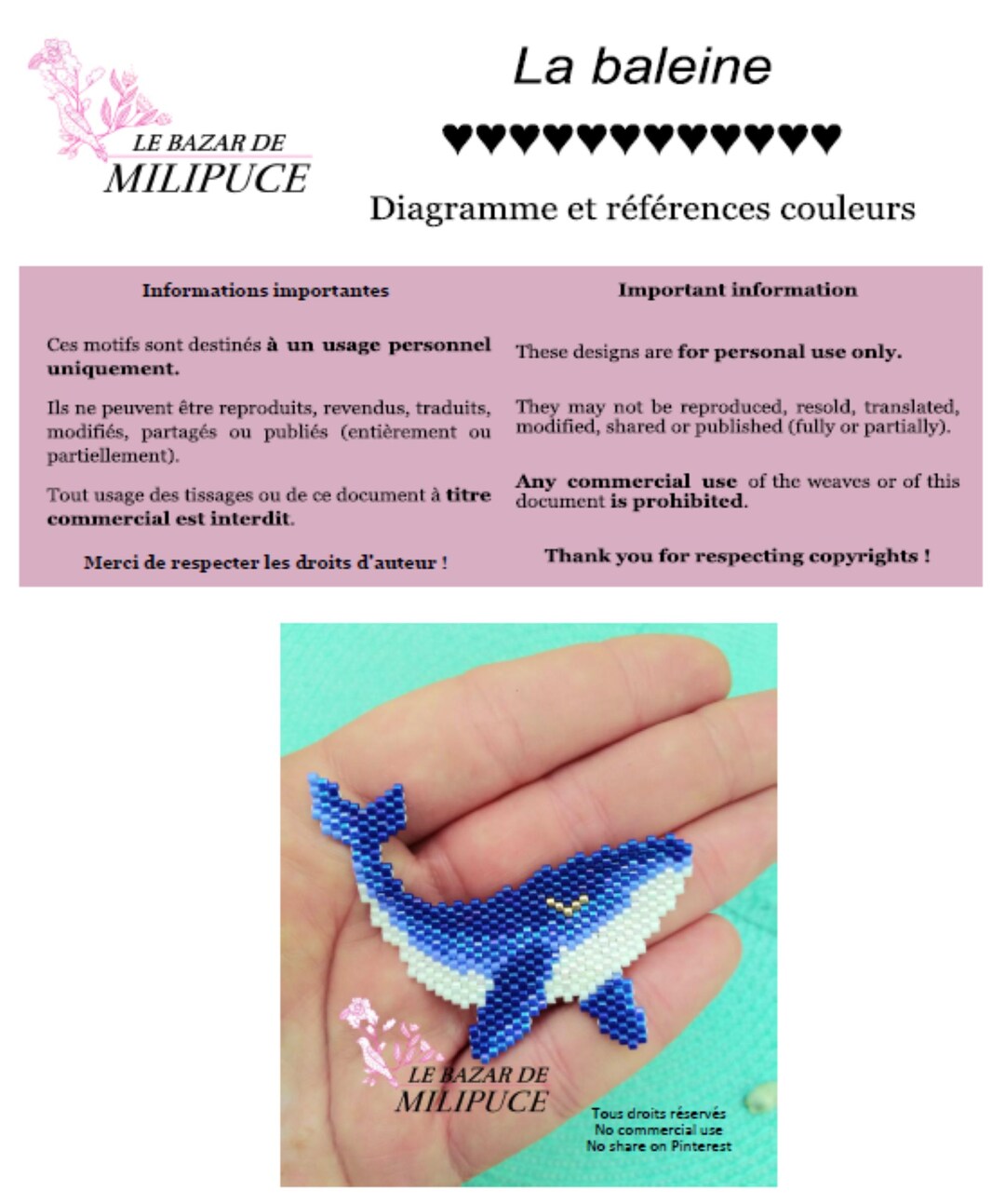 Whale - Diagram for Weaving With Miyuki Beads - Etsy