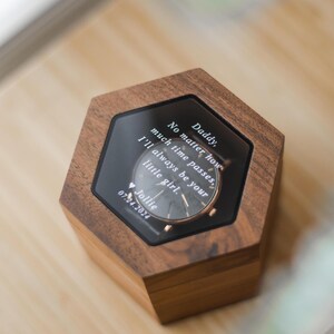 Personalized Hexagon Watch Box W/ Glass Top & Pillow (watch NOT ...