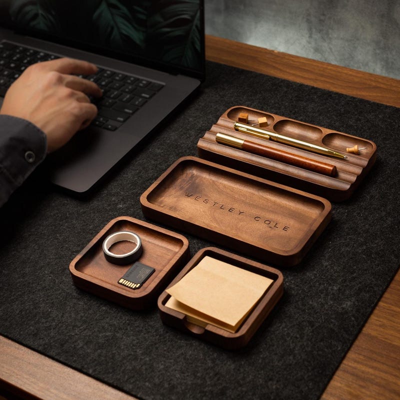 Walnut Desk Organizer Trays - Etsy