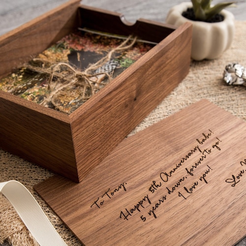 Engraved Wood Anniversary Gift Box Custom Box for Letters - Etsy
