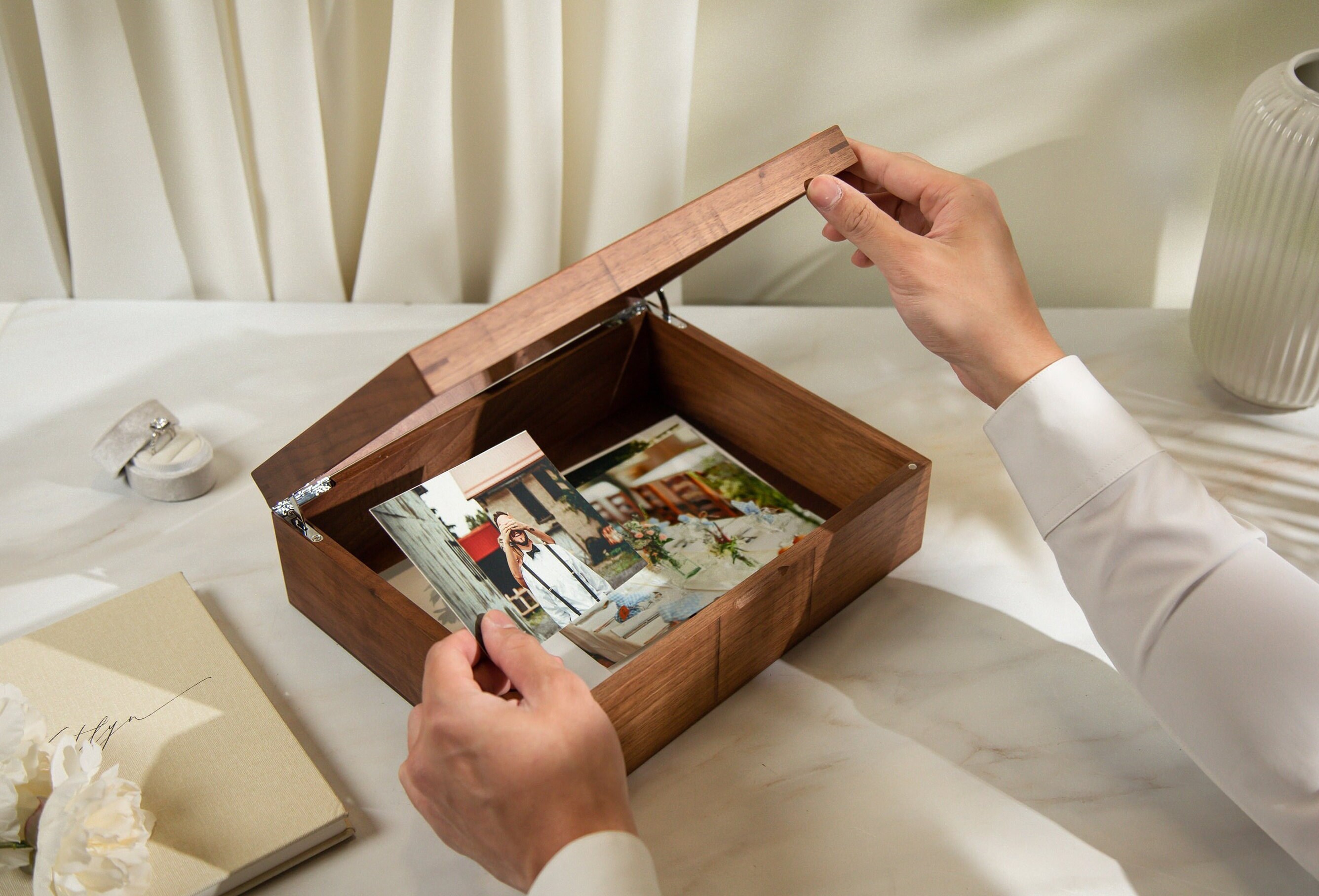 8x10 Shadow Box With Glass Lid (design 1) - Wedding Memory Box Gift for ...