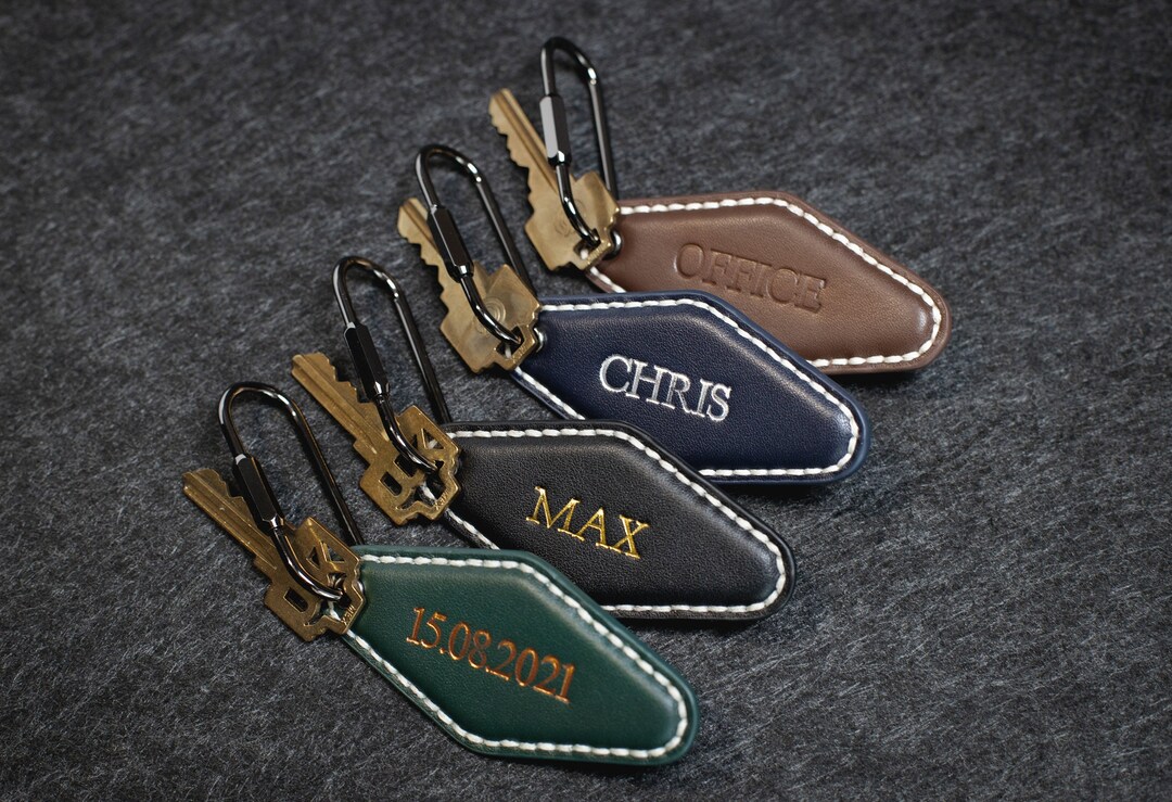Embossed Diamond Leather Keychains (name) - Personalized Leather Key ...
