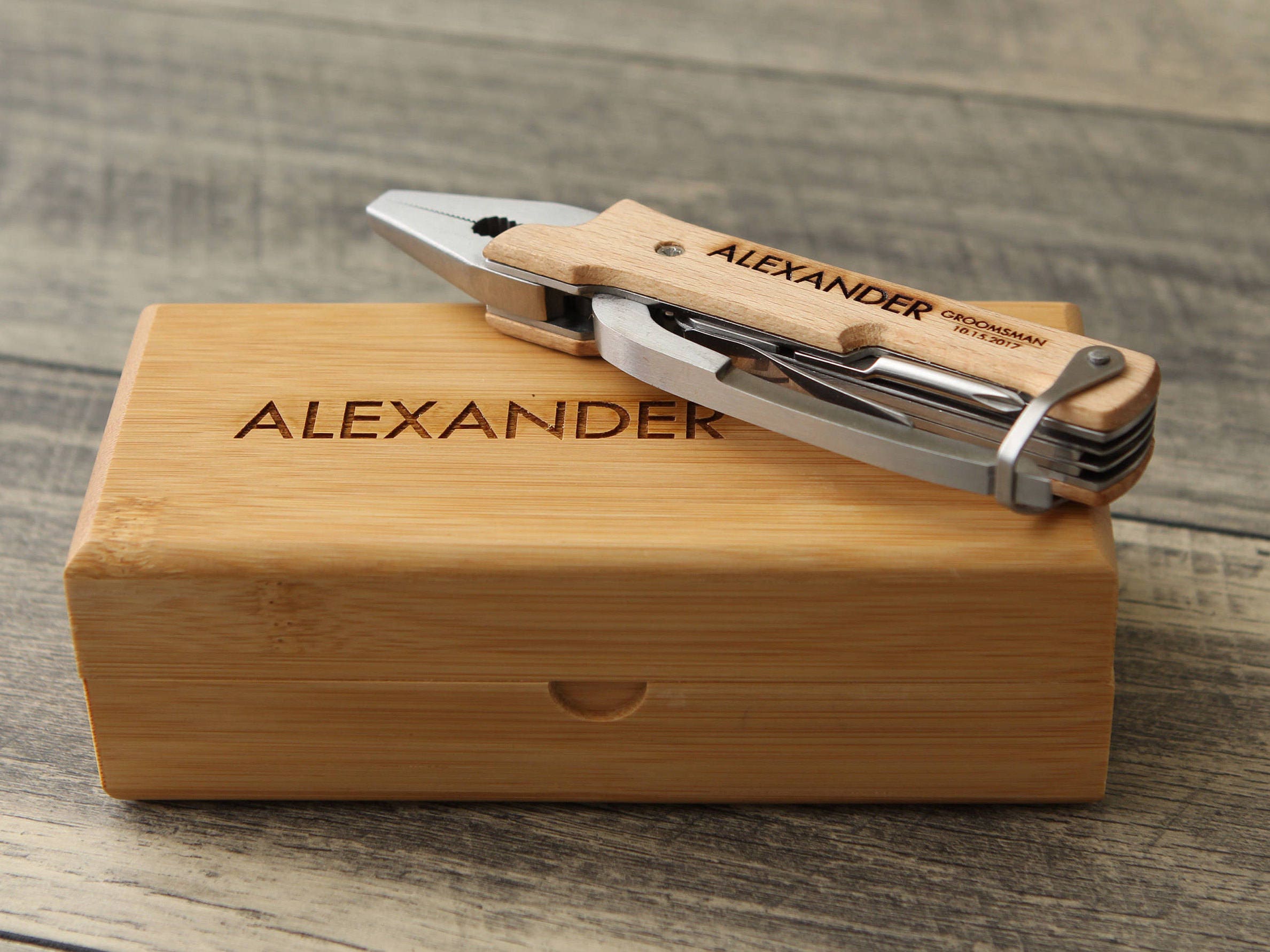 Personalized Multi-tool W/ Optional Bamboo Box Engraved Wood | Etsy