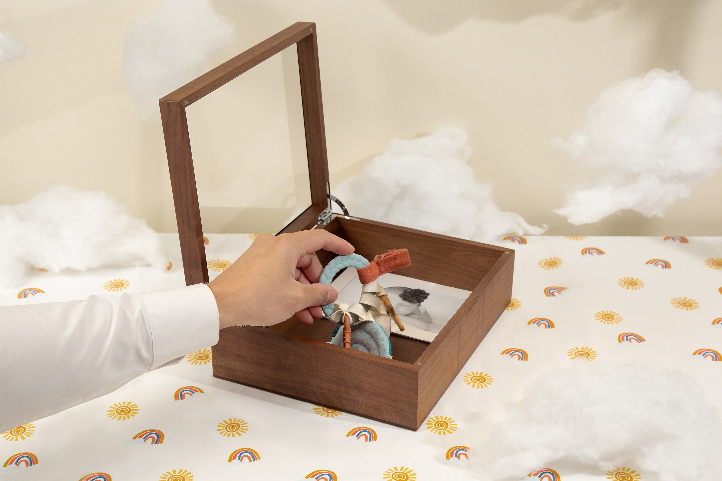 8x10 Shadow Box With Glass Lid (design 5) - Personalized Baby Memories ...