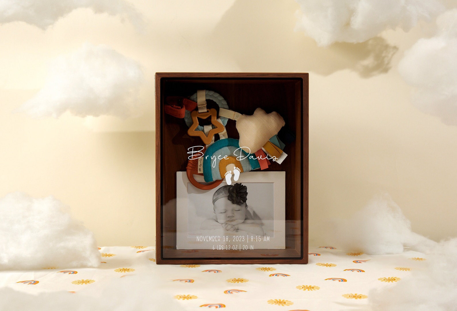 8x10 Shadow Box With Glass Lid (design 5) - Personalized Baby Memories ...