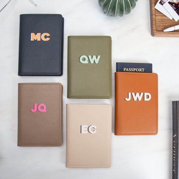 Leather Monogram Passport Cover - Etsy