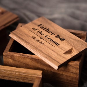 Tall Walnut Cufflink or Tie Clip Box Only ( Cuff Links NOT Included ...