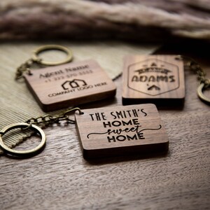 Rectangle Wood Key Chain - Custom Engraved Keychain, Airbnb Cabin ...