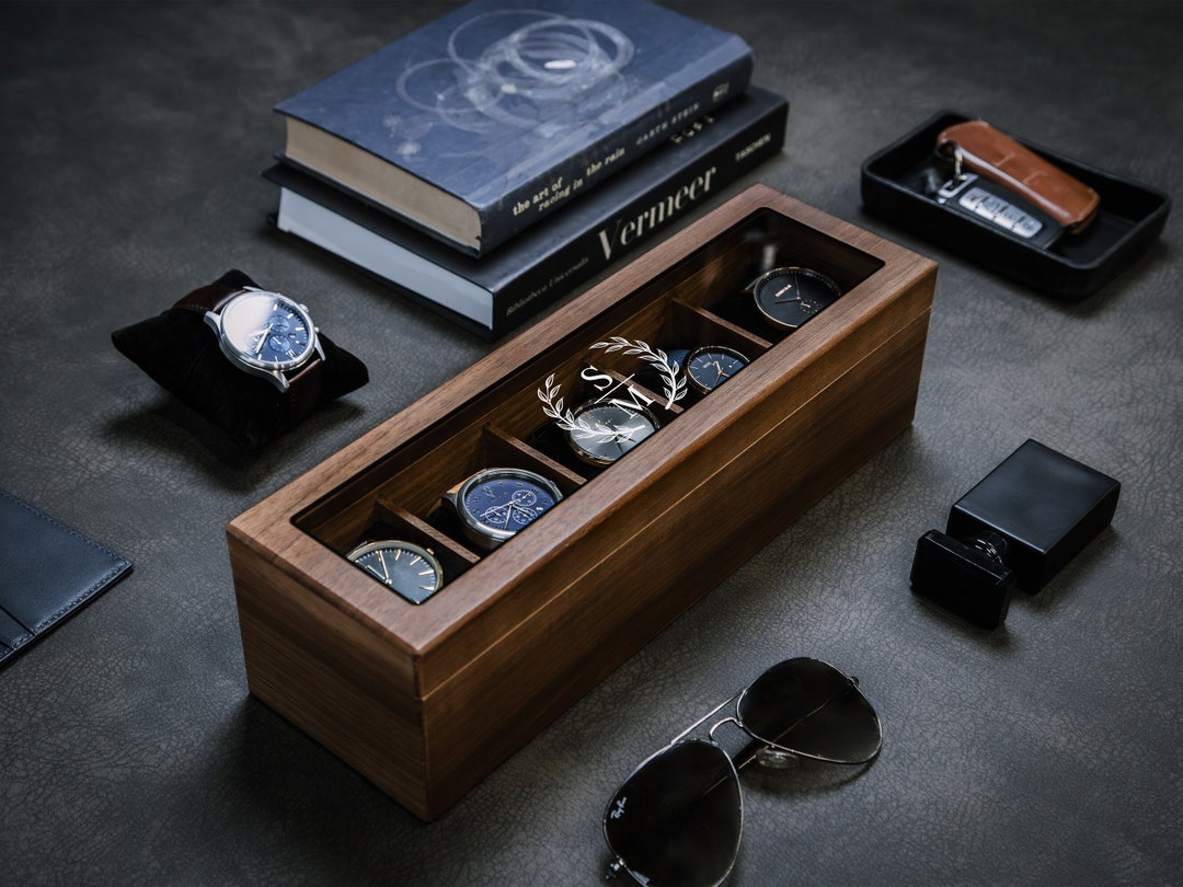 Wide Wood Watch Box design 3 Personalized Mens Watch Storage Holder ...