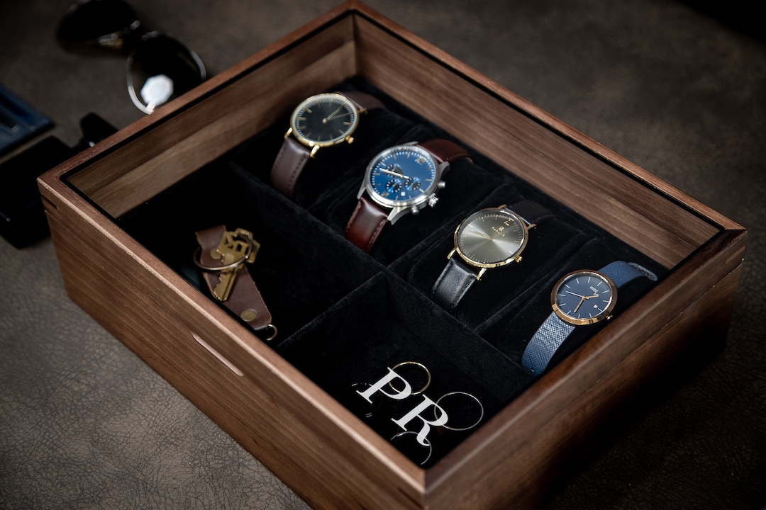 8x10 Wood Watch Box With Glass Lid (design 3) - Modern Minimalist Gift ...