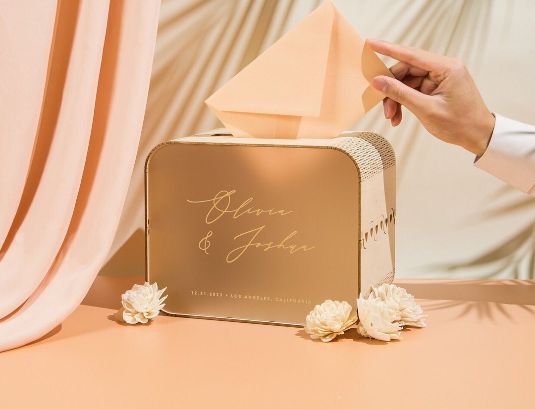 Wood & Acrylic Wedding Card Box (design 1) - Boho Wedding Decorations ...