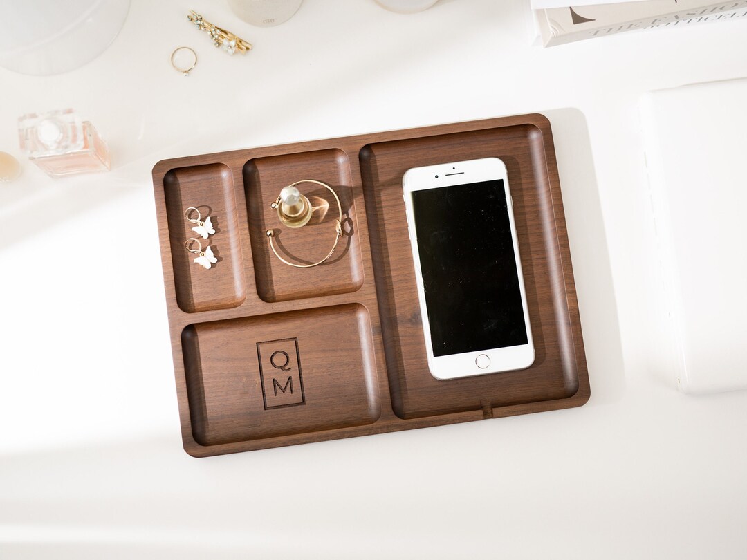 Rectangle Organizer Catchall D2 8.5x11.5 Large Wood Engraved Tray, Home ...