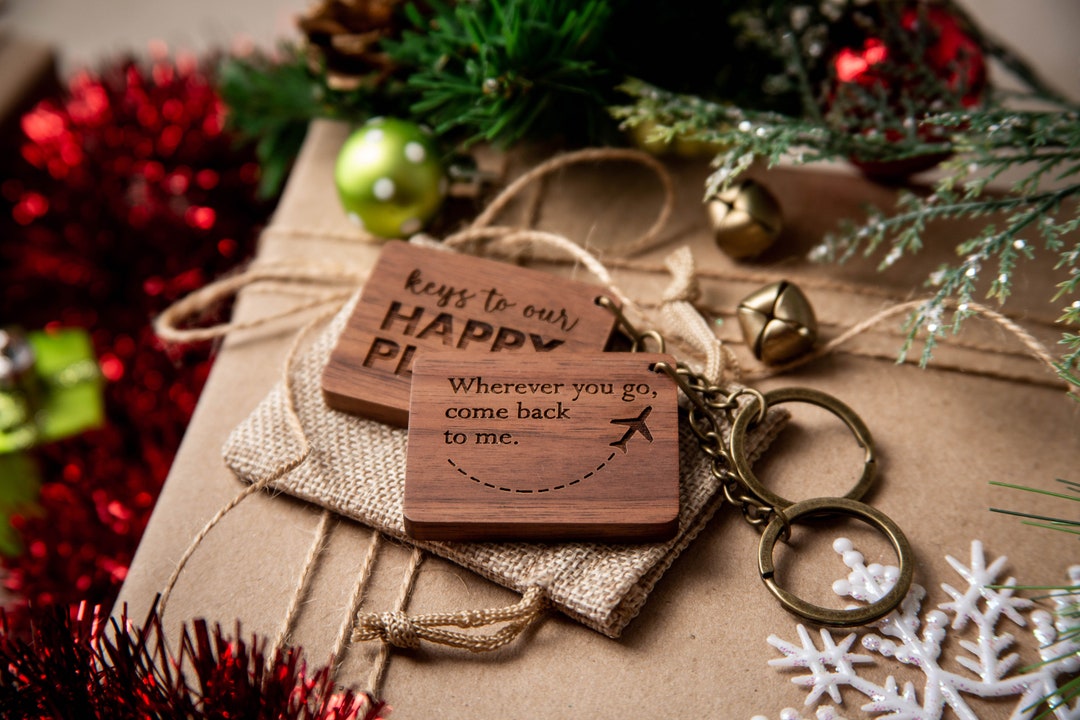 Rectangle Wood Key Chain Engraved Keychain for New Driver Home Car ...