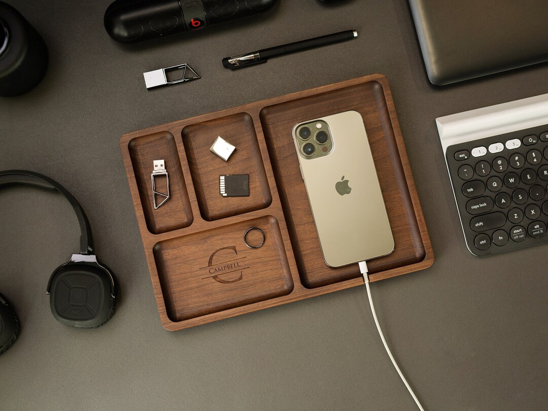 Rectangle Organizer Catchall D4 - 8.5x11.5" Large Wood Engraved Tray ...