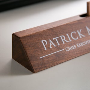 Wood Name Block With Card Slot (white Print 10") - Personalized Desk ...
