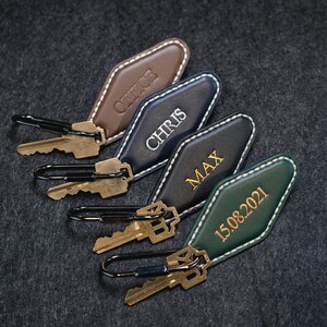 Embossed Diamond Leather Keychains (name) - Personalized Leather Key ...