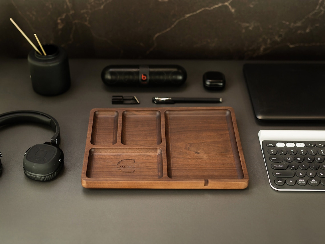Engraved Rectangle Organizer Catchall D4 - 8.5x11.5" Large Wood Tray ...