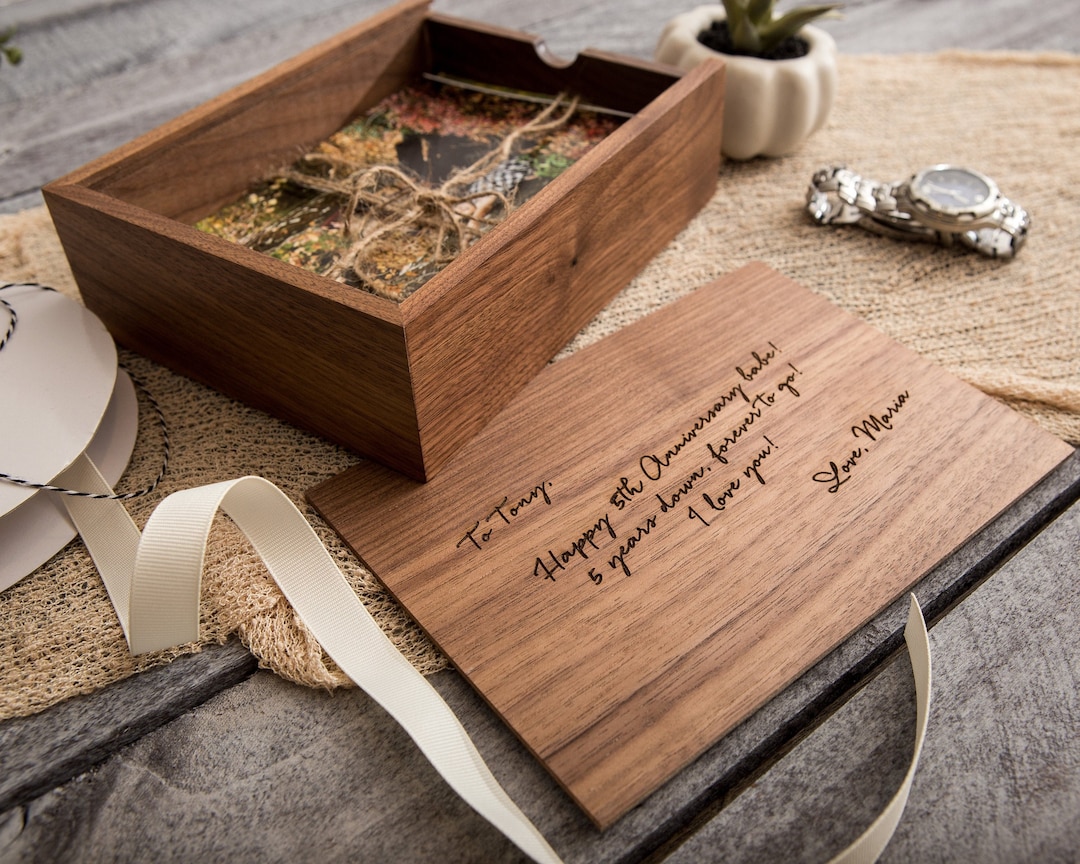 Engraved Wood Anniversary Gift Box - Custom Gift Box Fill With Letters ...