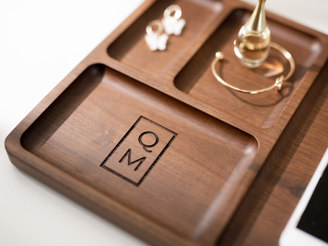 Rectangle Organizer Catchall D2 - 8.5x11.5" Large Wood Engraved Tray ...