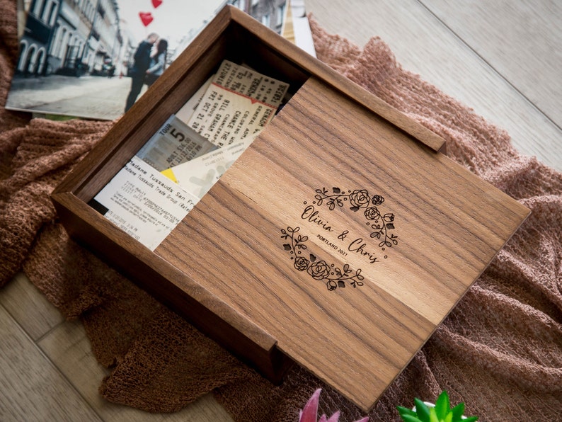 Travel Keepsake Box Custom Wood Box for Letters Post Cards - Etsy