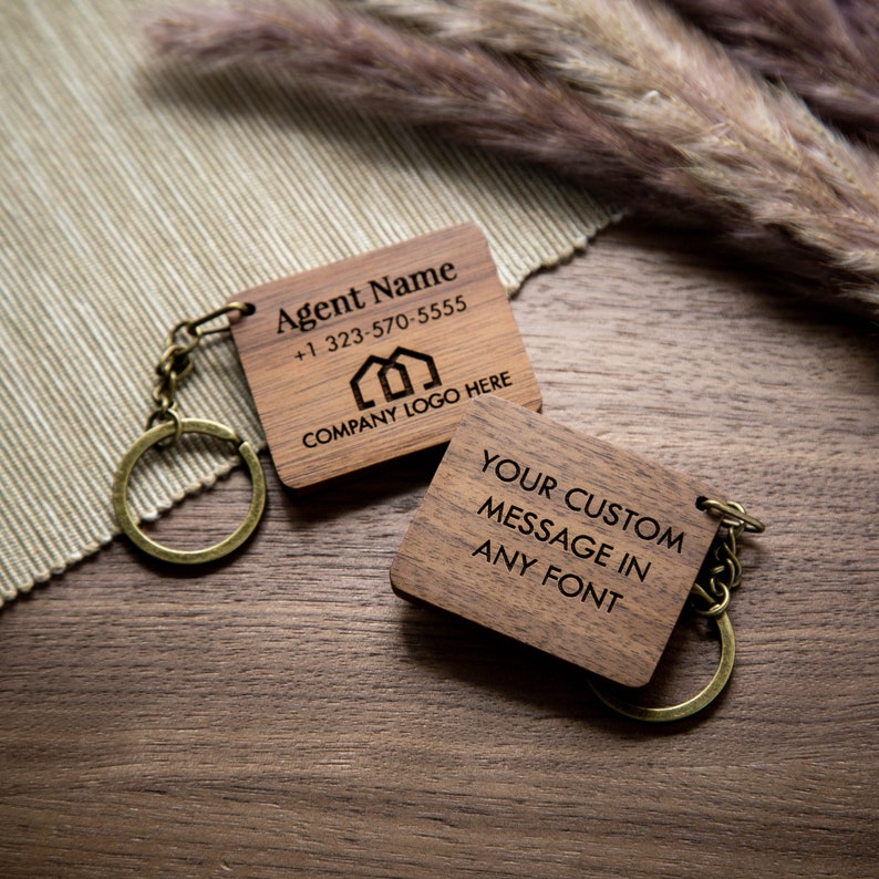 Rectangle Wood Key Chain Custom Engraved Keychain for New | Etsy