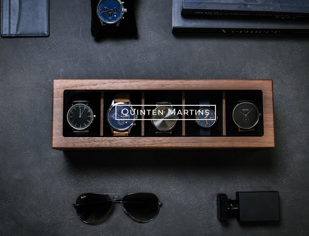 Wide Wood Watch Box (design 10) - Custom Watch Storage Display Case ...